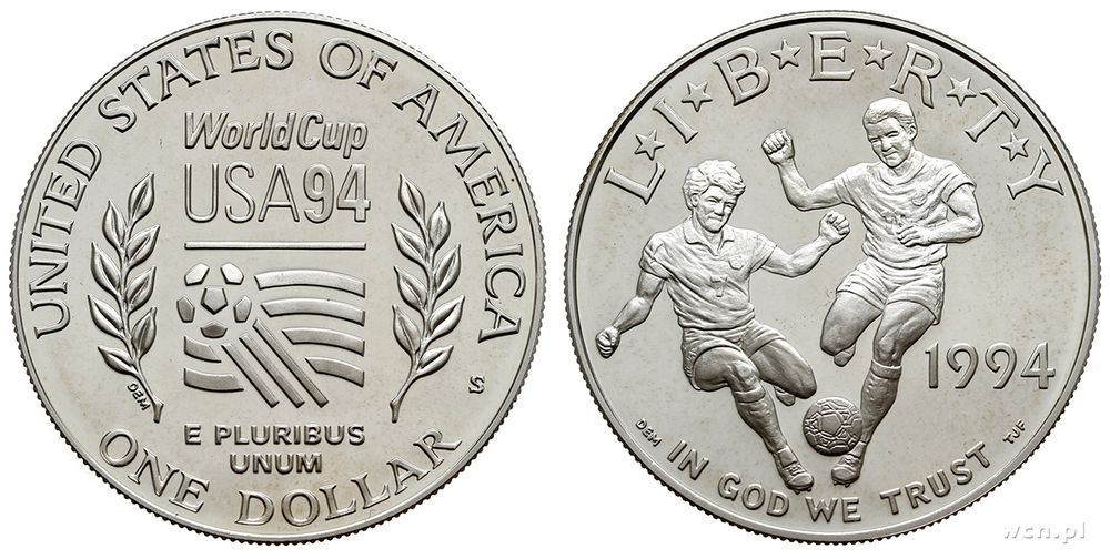1 dolar, 1994/S, Mś w Piłce Nożnej 1994, USA - Warszawskie Centrum ...